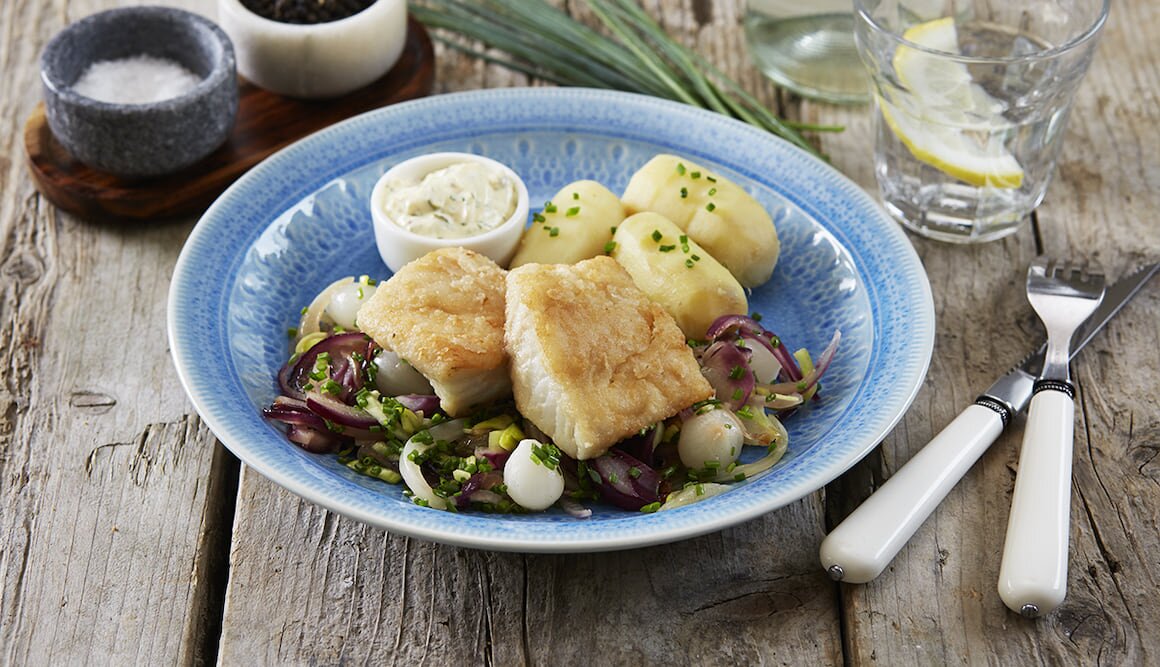 Seibiff med løk og remulade - Godfisk